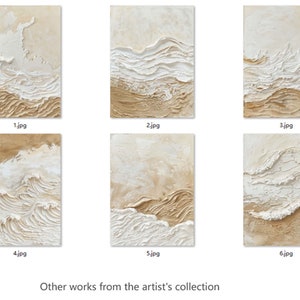 Ocean Waves Texture Abstract Painting Biege Texture Wall Art 3D White ...