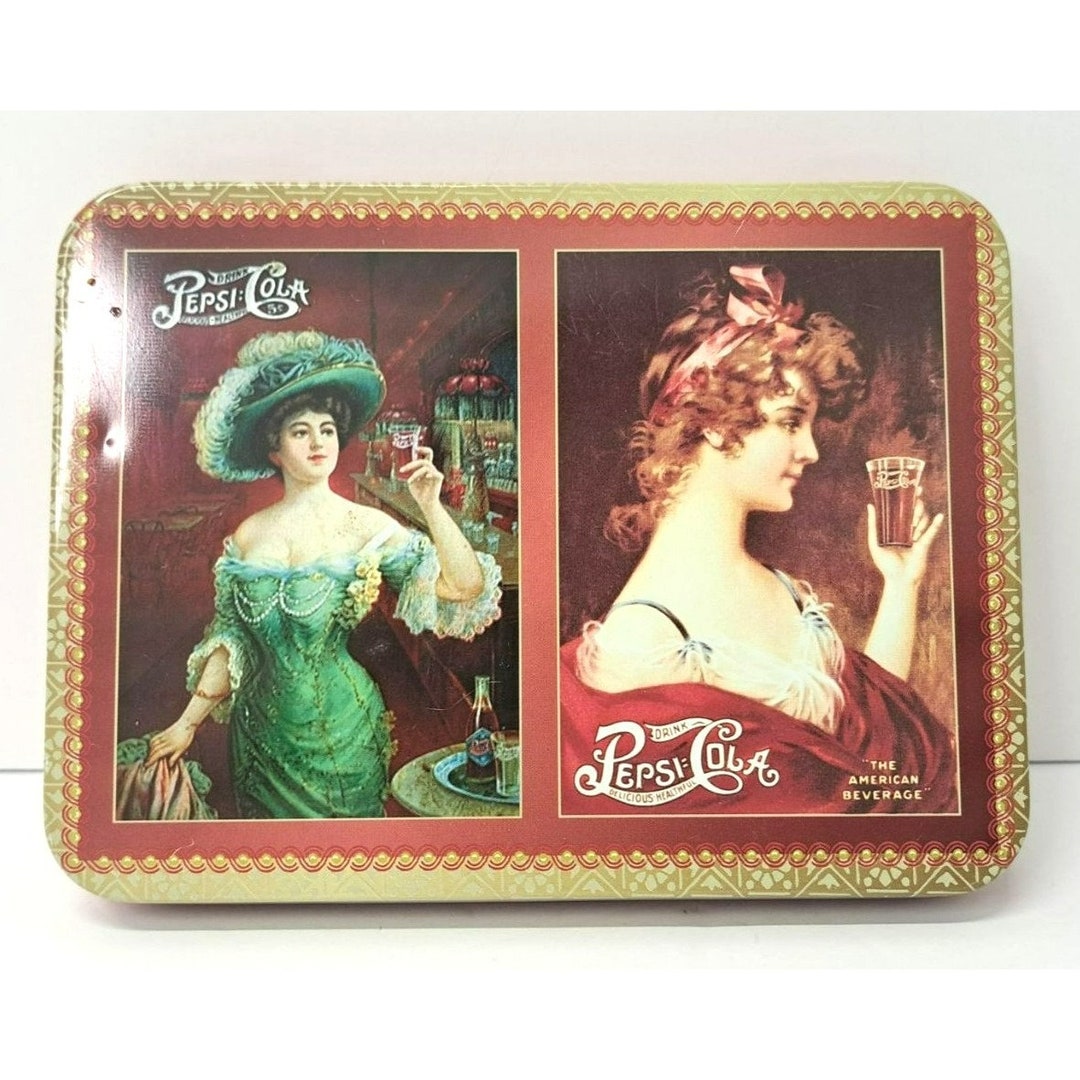 Vintage Victorian Lady Double Deck Pepsi Cola Playing Cards in Tin New ...