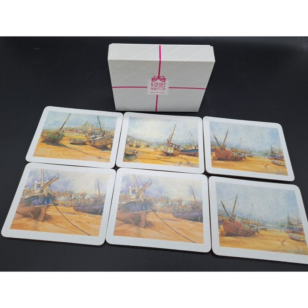 Vintage Nautical Shipwrecked Boats Ships Melamine Rectangle Coasters ...