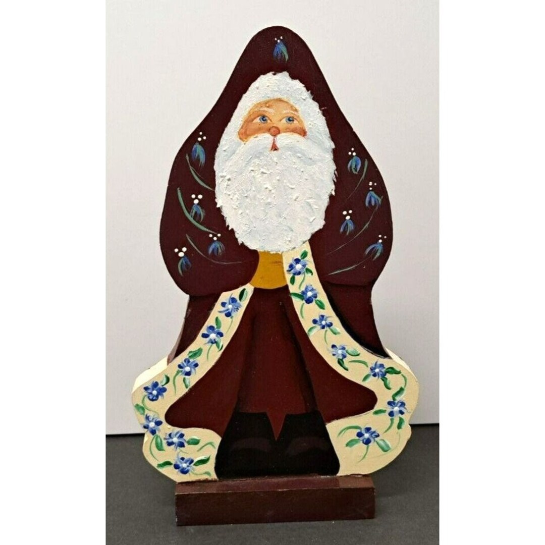 VTG Handcrafted Wooden Folk Art Hand Painted Santa ST. Nicholas ...