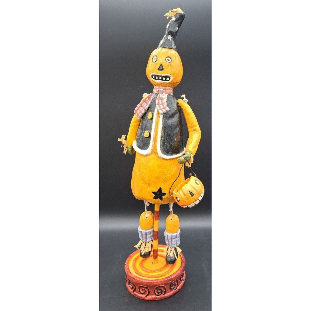 Vintage Mark Roberts Pumpkin Scarecrow Man Trick or Treat Folk Art ...