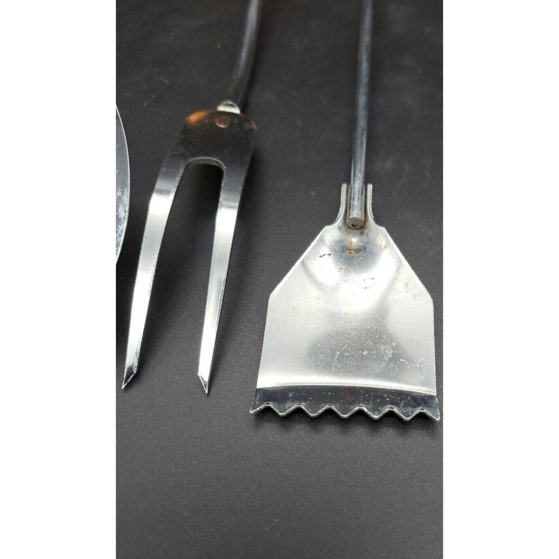 Vintage Yellow Ekco BBQ Utensils Tools Spatula Fork Tongs Chromium ...