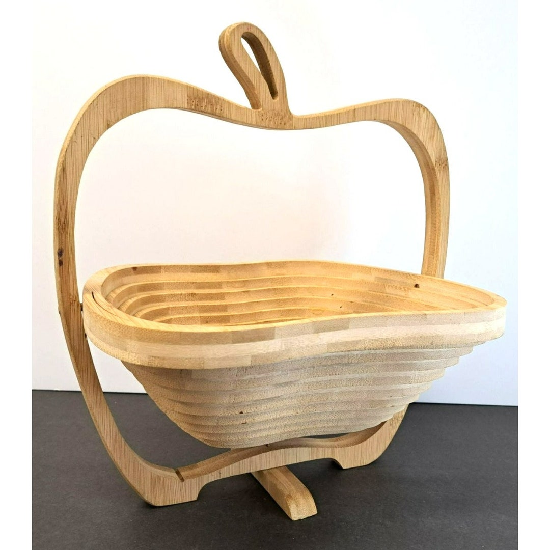 Vintage Wooden Collapsible Apple Fruit Bowl/trivet Cut From 1 Pc of ...