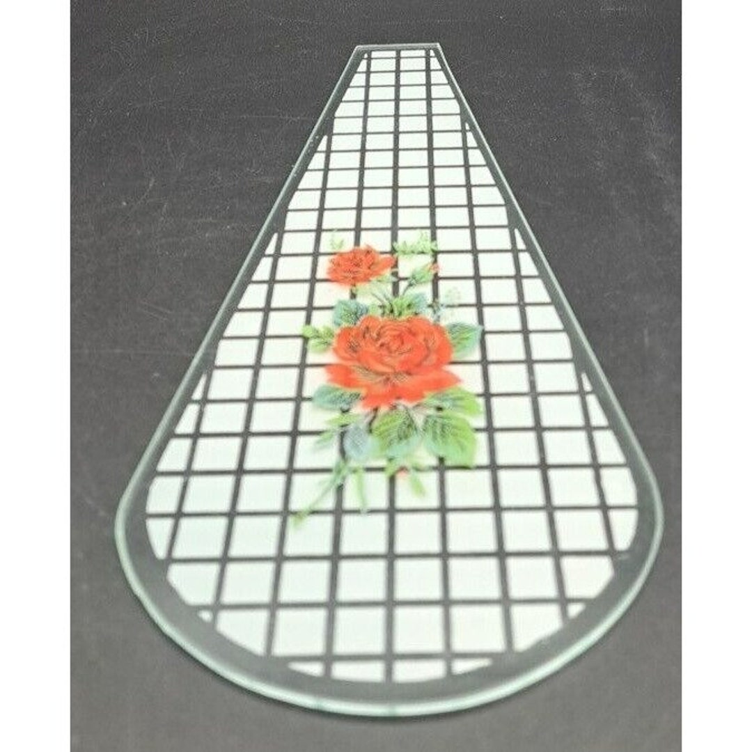 Vintage Touch Lamp Etched Glass Rose Lattice Replacement Panel 1 PANEL ...