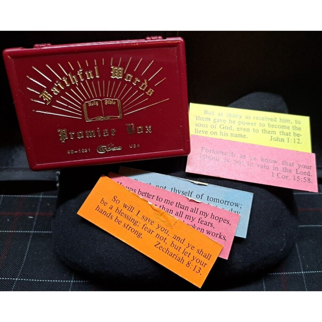 Vintage Faithful Words PROMISE BOX Cards Bible Scripture Cross #40-1031 ...