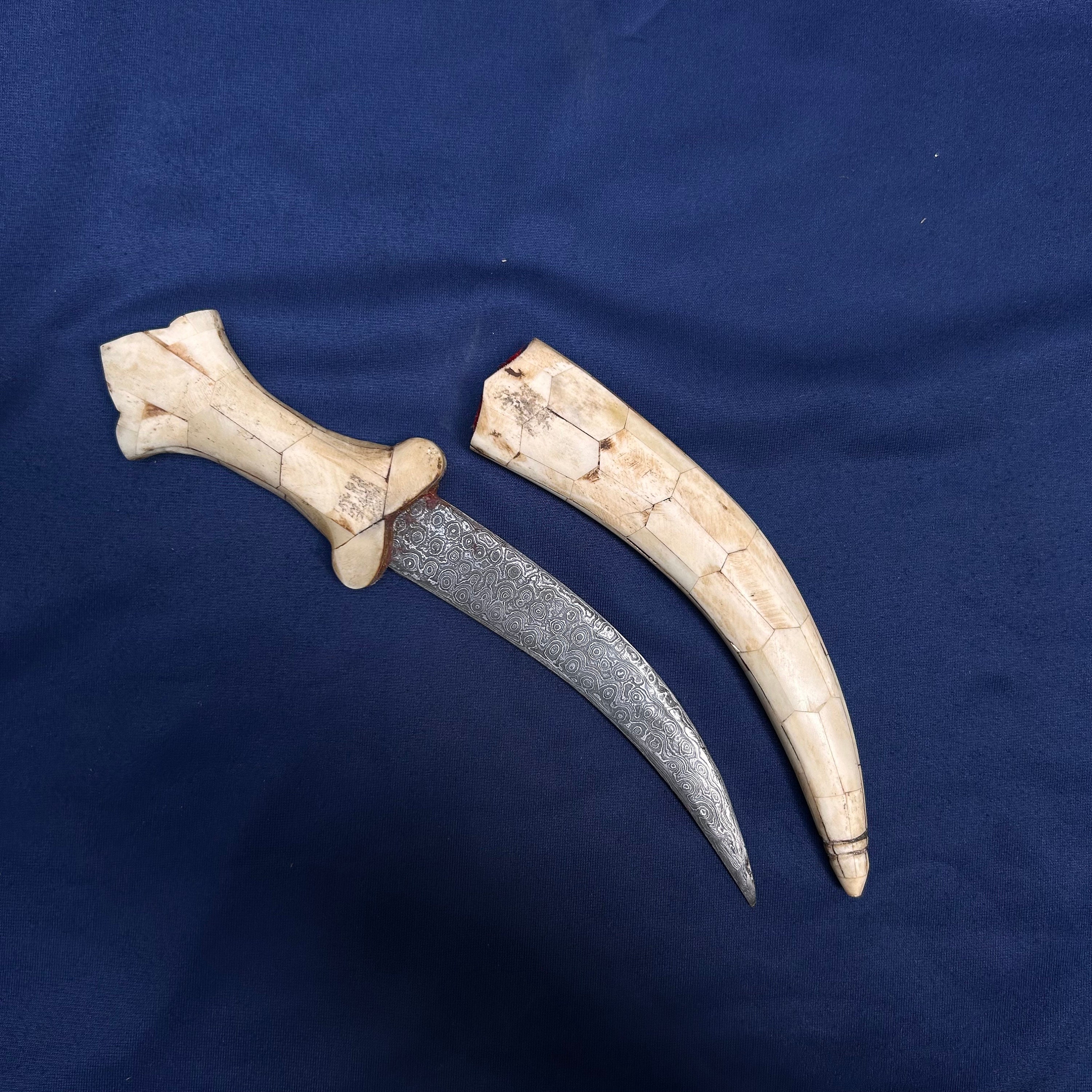 Antique Islamic Mughal Handmade Dagger Handle of Camel Bone Dagger With ...