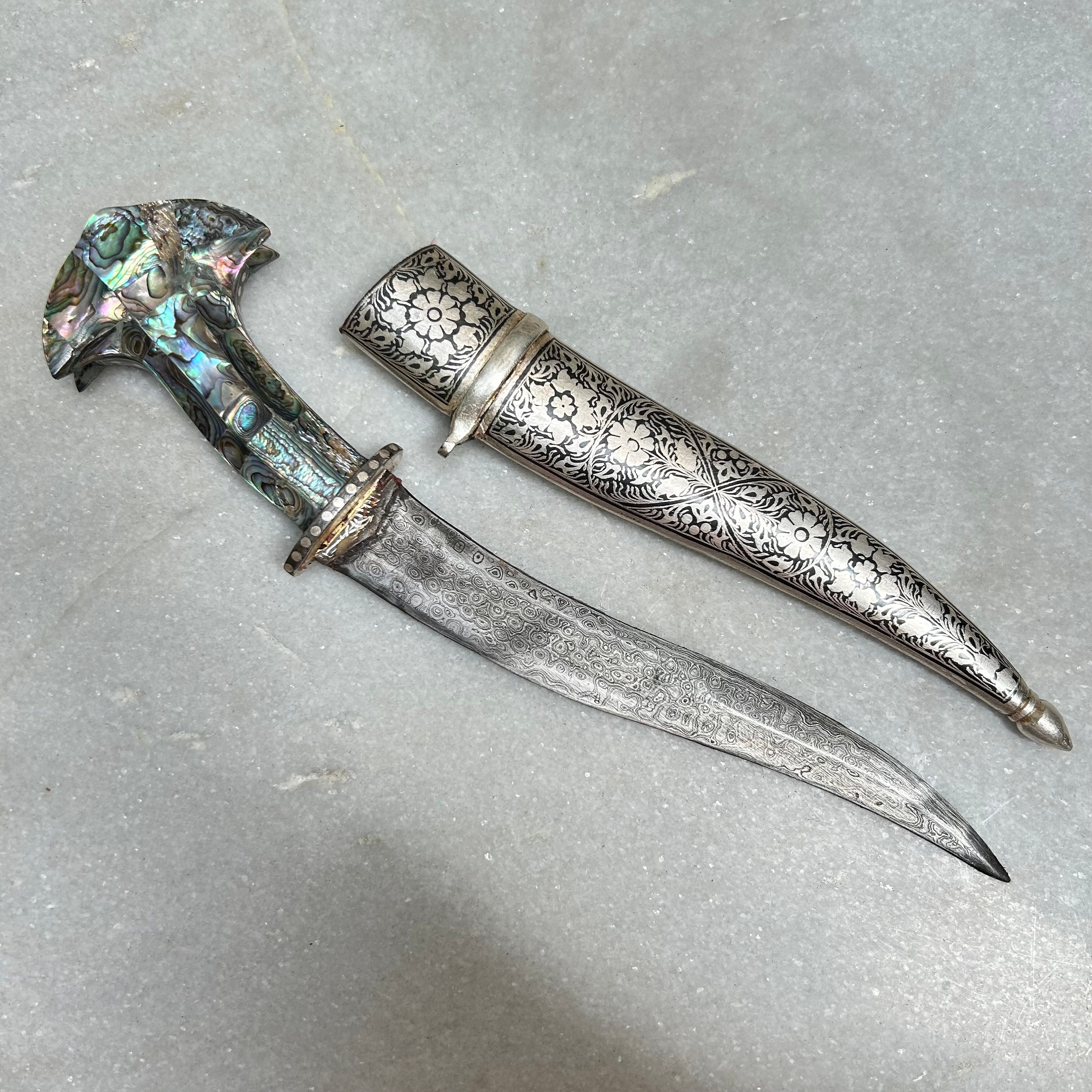 Ottoman Mughal Damascus Dagger With Mother of Pearl Handle and - Etsy