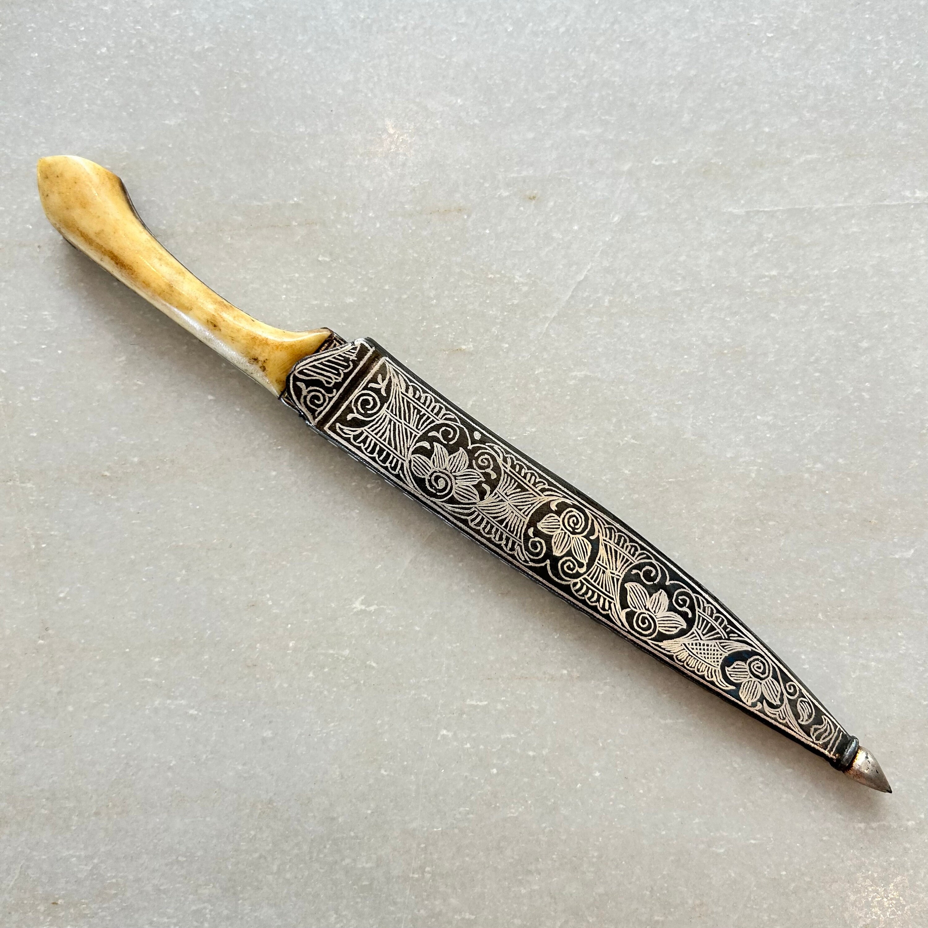 Vintage Indo-persian Mughal Islamic Bone Handle Khanjar Dagger Knife ...
