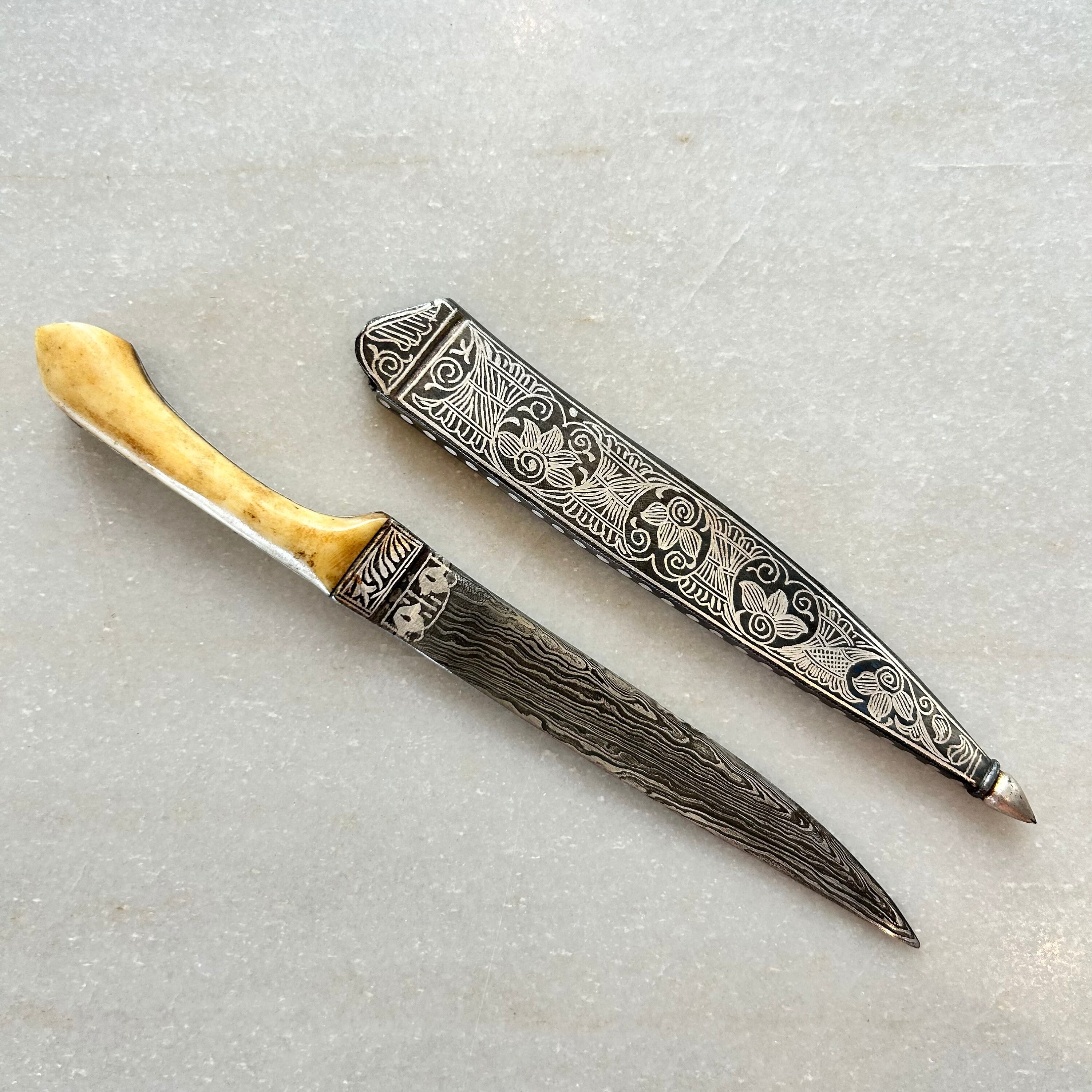 Vintage Indo-persian Mughal Islamic Bone Handle Khanjar Dagger Knife ...