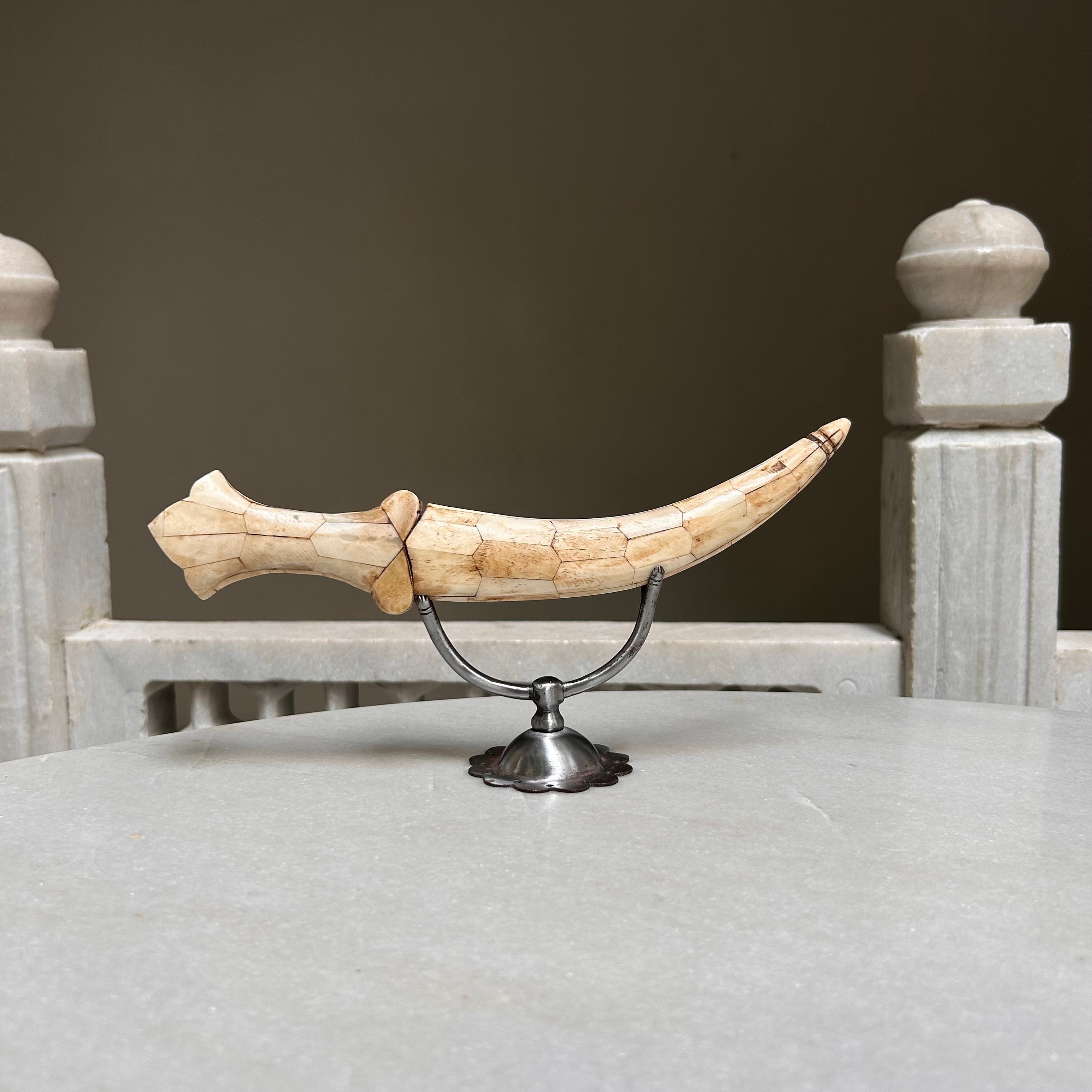 Antique Islamic Mughal Handmade Dagger Handle of Camel Bone Dagger With ...