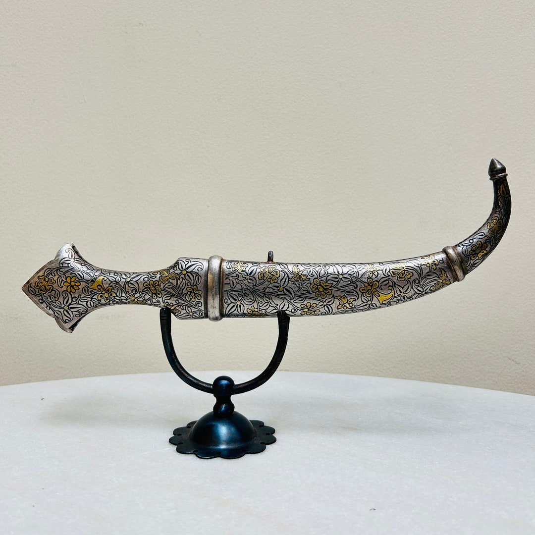 Indian Mughal Indo Persian Sikh Silver & Gold Overlay Koftgari ...