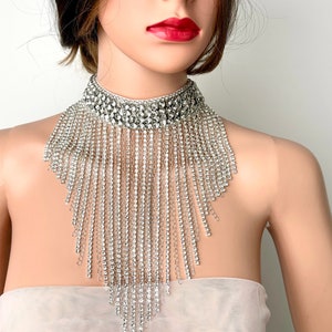 Rhinestone Tassel Necklace|bridal Shoulder Necklace|party Necklace|wedding Necklace|dress ...