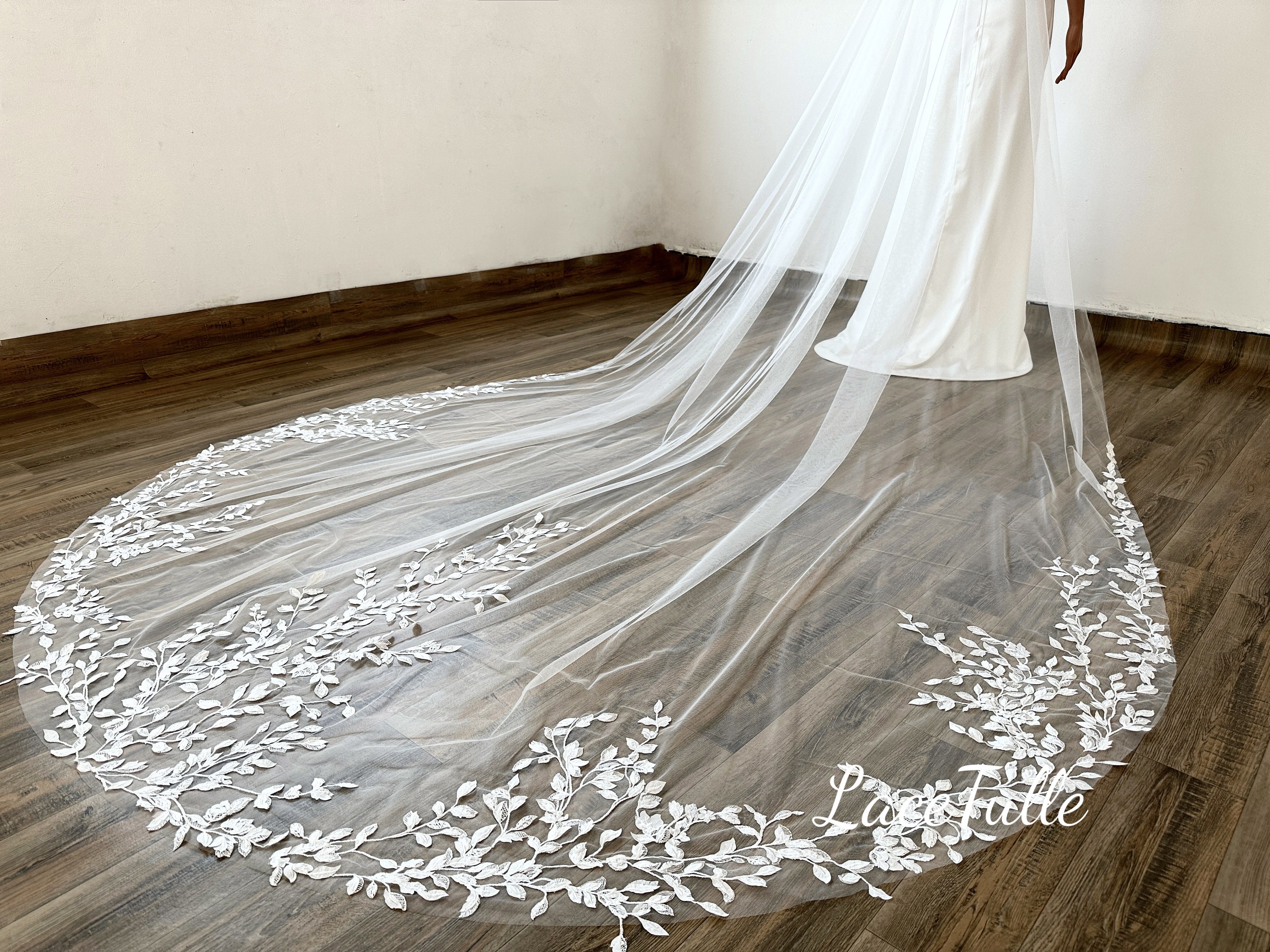 Lace Wedding Veil,floral Lace Wedding Veil,flower Bridal Veil,leaf Lace ...