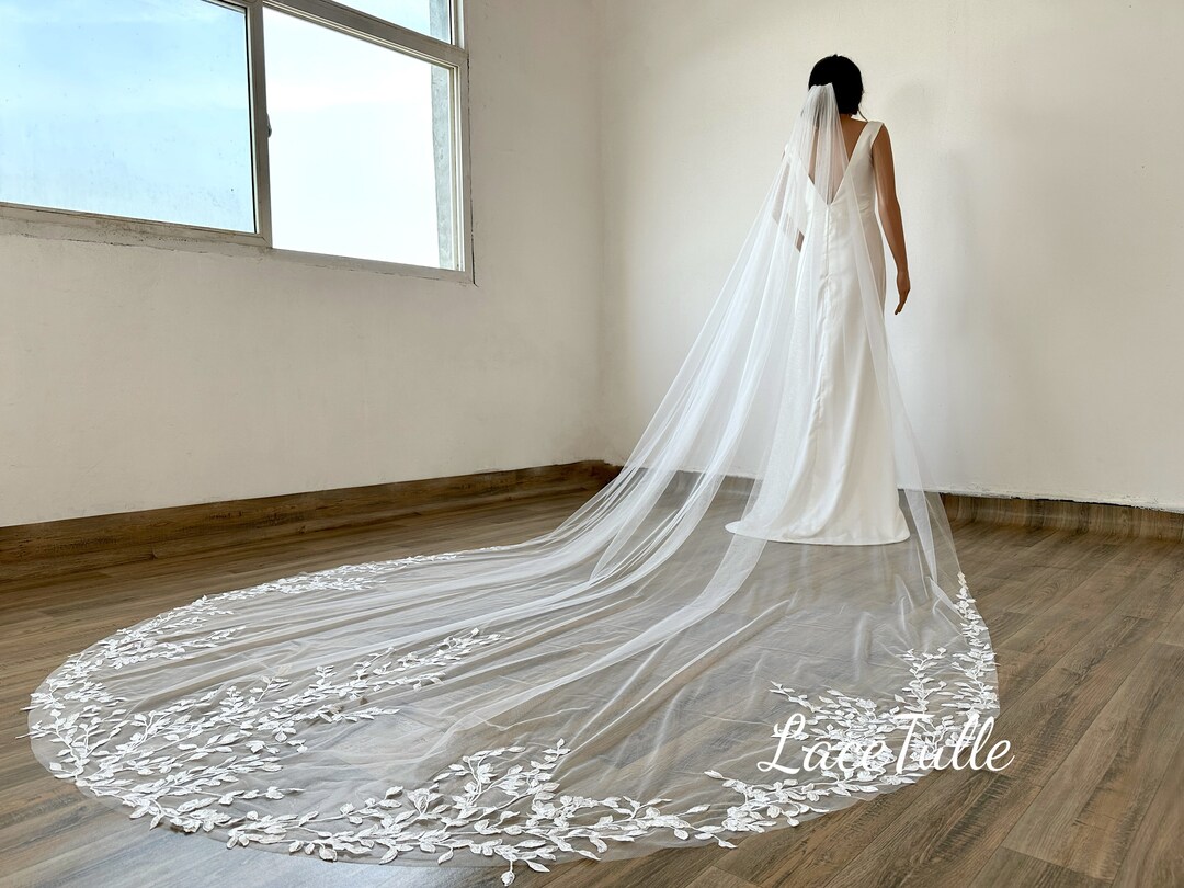 Floral Lace Wedding Veil,leaf Veil, Wedding Veil,bridal Veil,long Veil ...