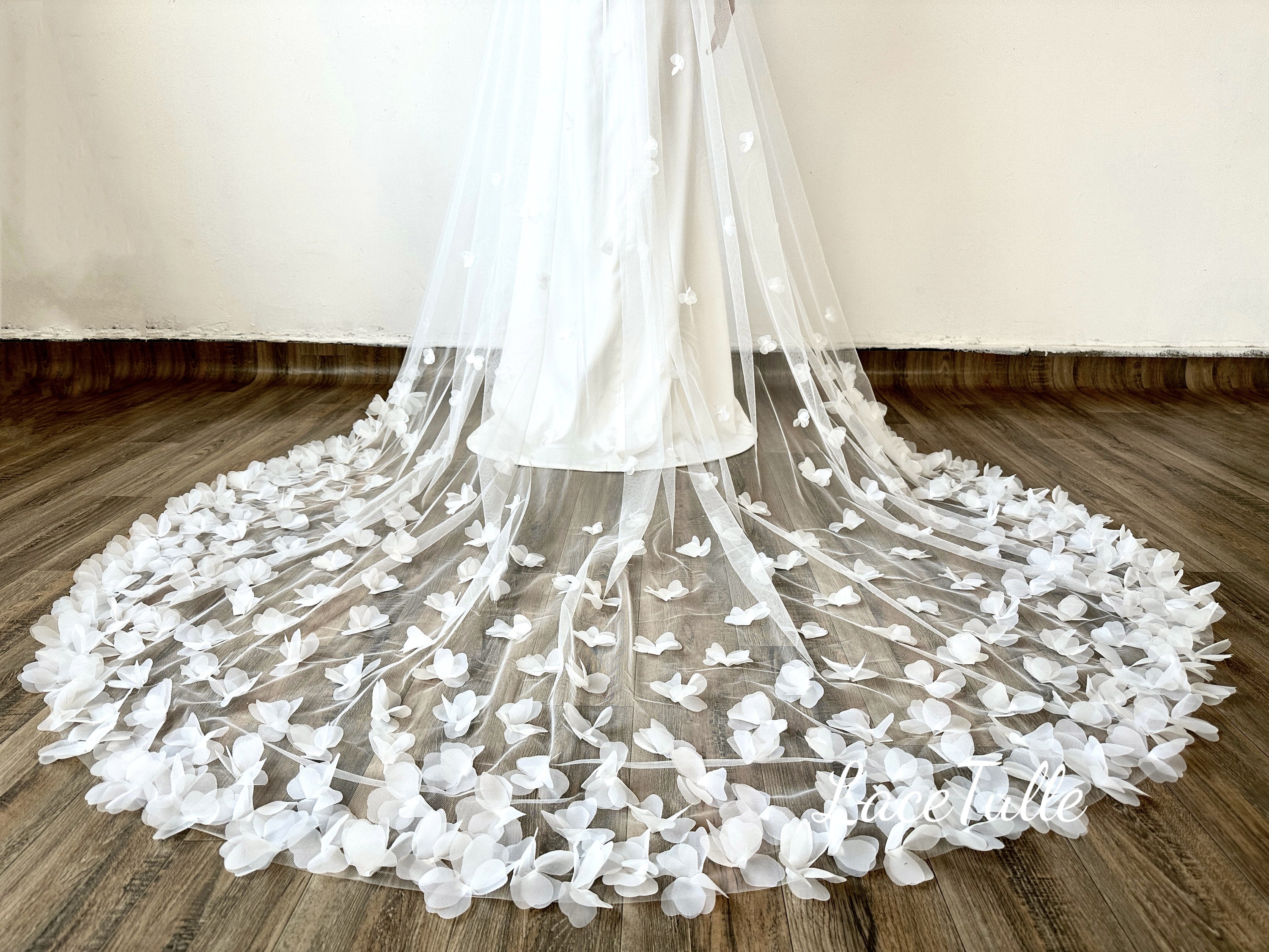 3D Flower Lace Veil,flower Wedding Veil,lace Veil,long Veil,royal ...