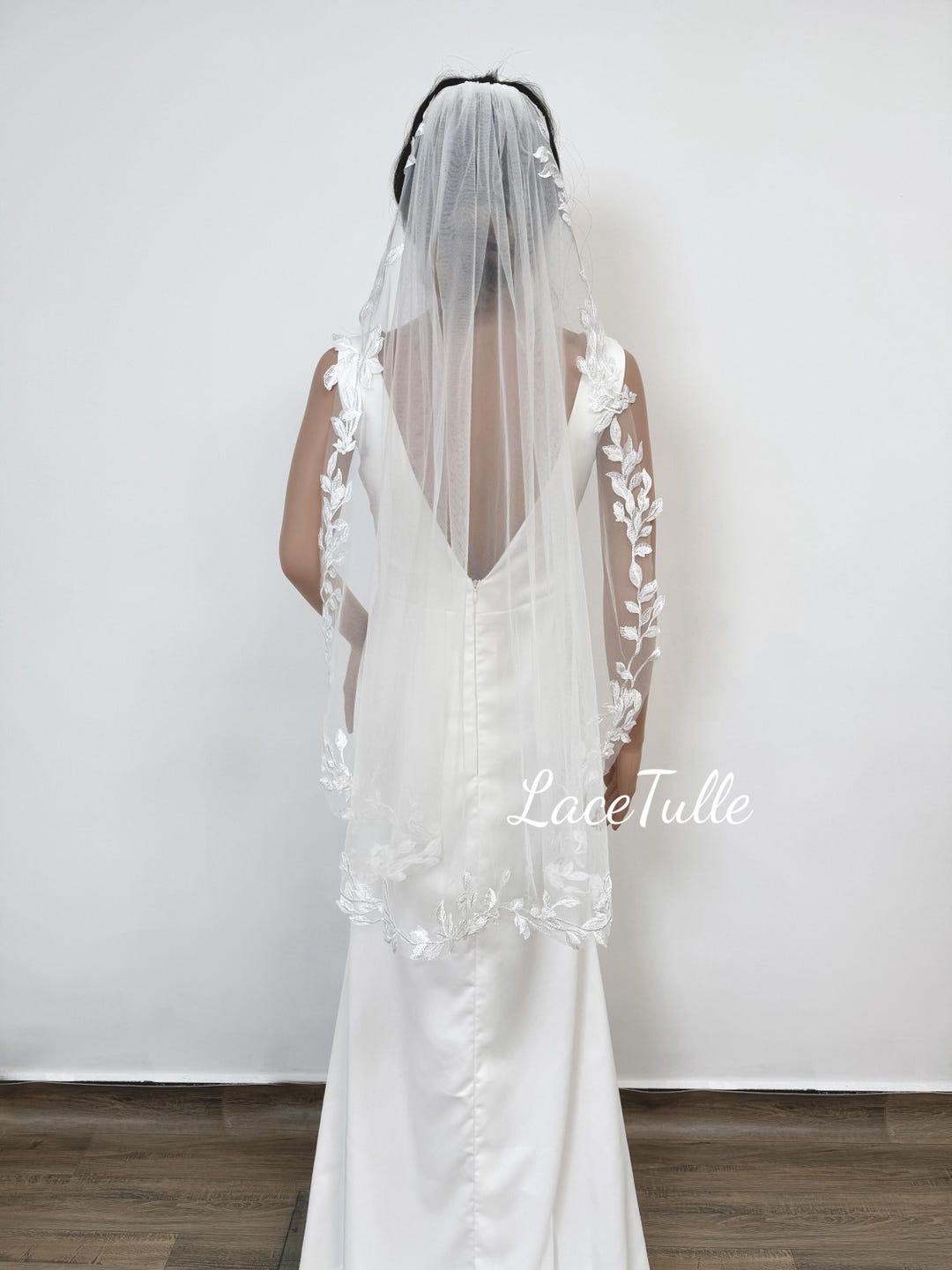 Leaf Lace Veil,simple Veil,cathedral Veil,wedding Leaf Lace Veil,bridal ...