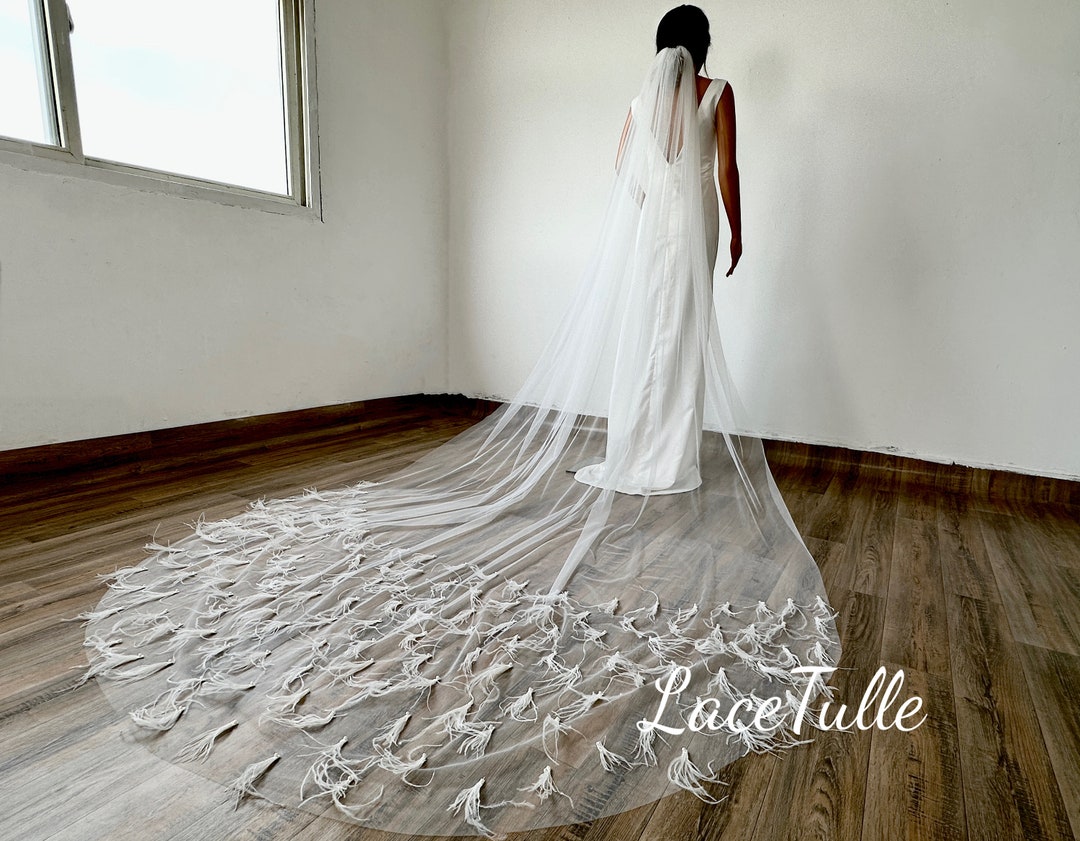 Bridal Feather Veil|cathedral Veil|wedding Veil|bridal Veil|wedding ...