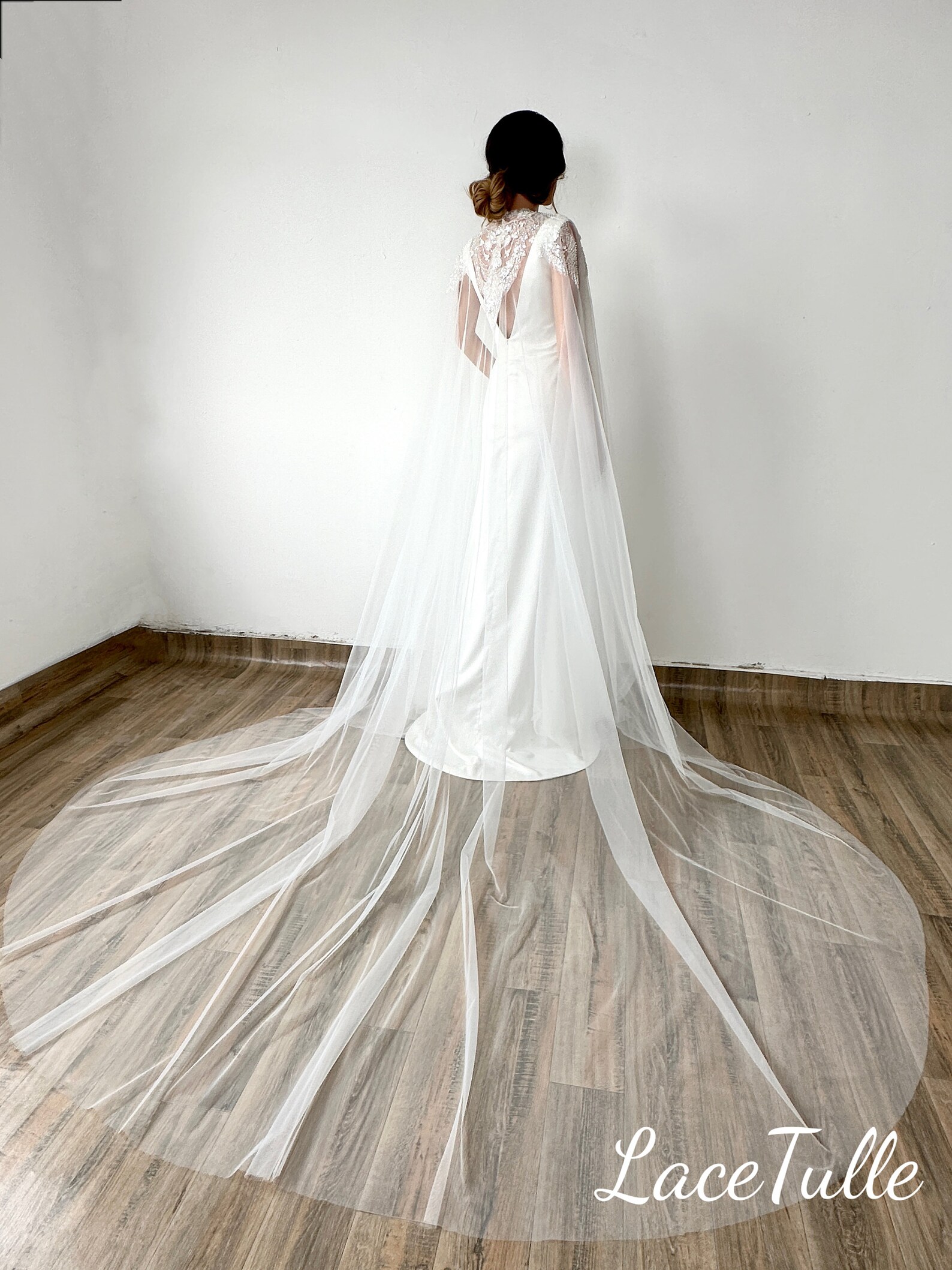 Bridal Sequin Cape|pearl Button Cape Veil|wedding Cape|bride Cover Up ...