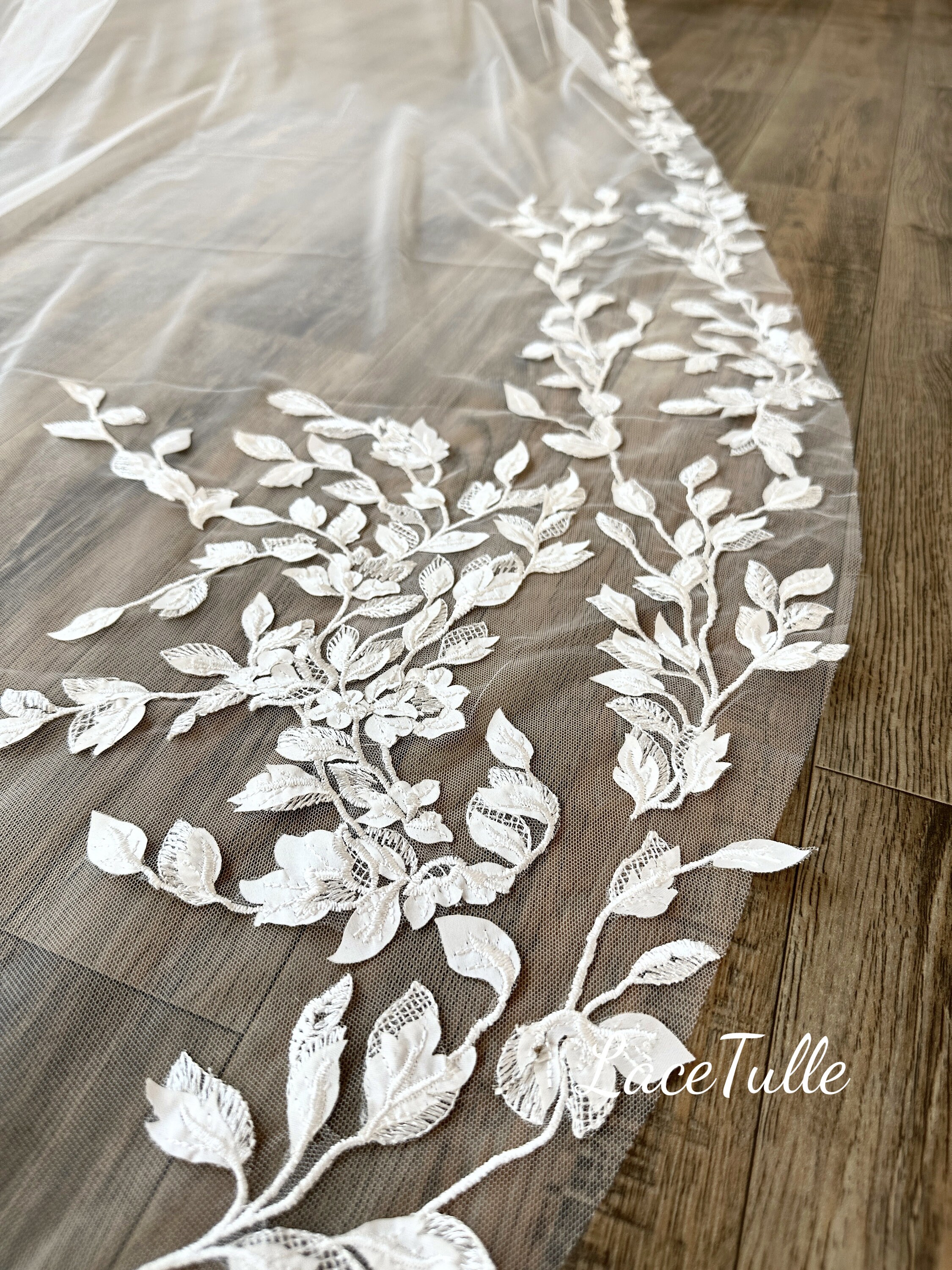 Lace Wedding Veil,floral Lace Wedding Veil,flower Bridal Veil,leaf Lace ...