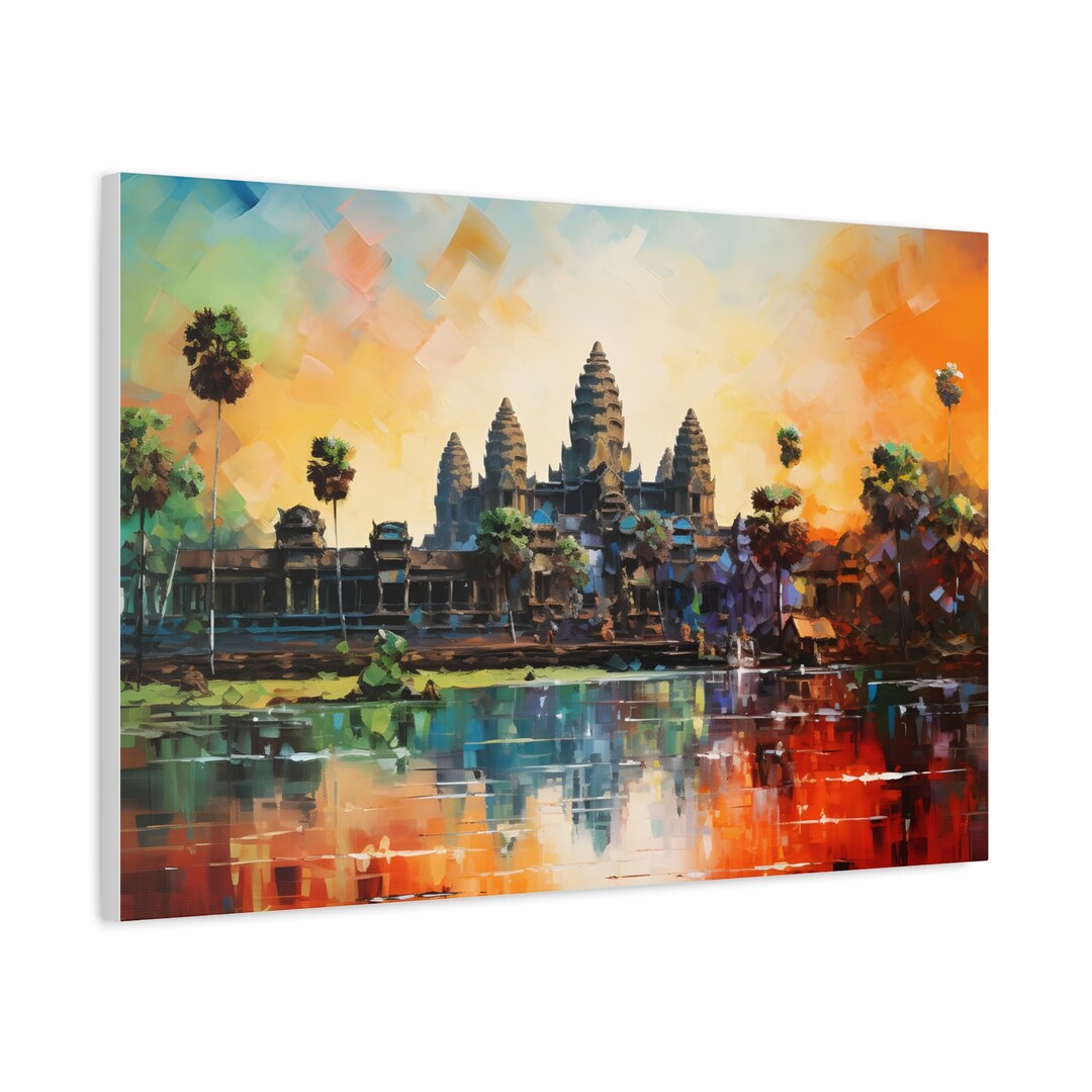 Angkor Wat Painting Canvas, Unique Cambodian Wall Art Print Gift ...