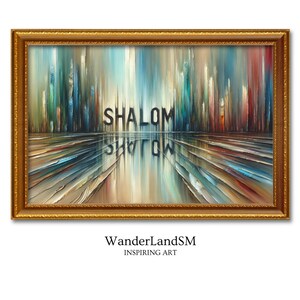 Shalom Painting Digital Download Judaica Wall Art Home Decor Abstract ...