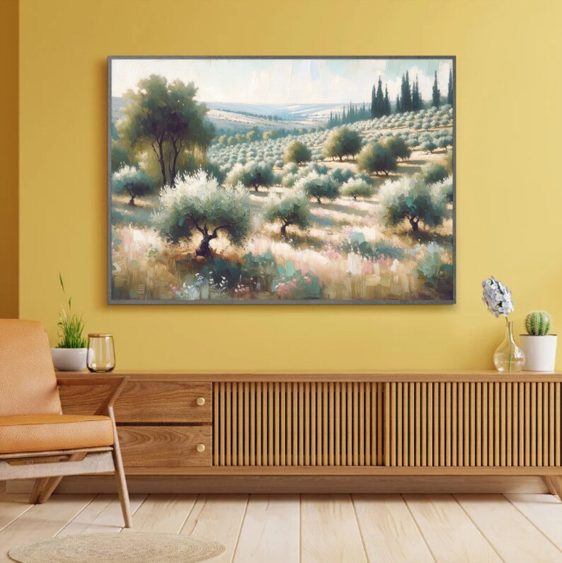 Vintage Israel Painting Digital Print, Galilee Mountains Printable Wall ...