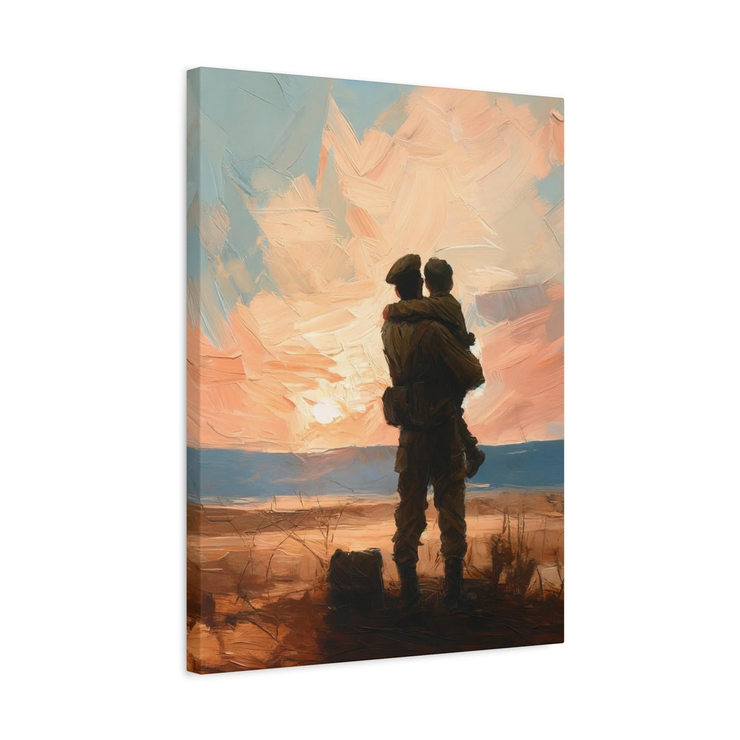 IDF Soldier With Child Painting Canvas, Israel Army Wall Art Canvas ...