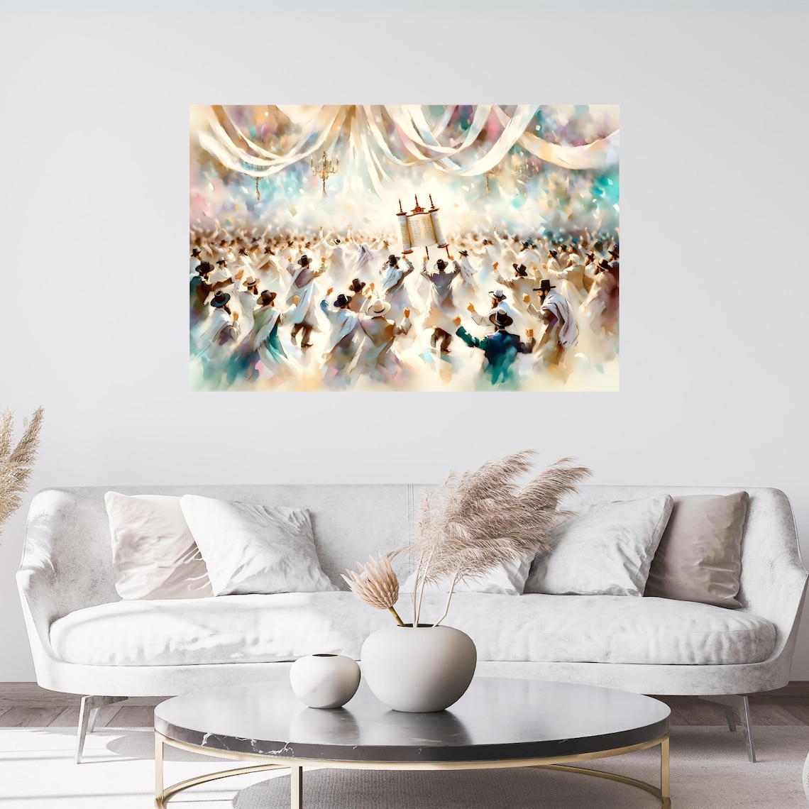 Simchat Torah Canvas Painting, Dancing With Bible Artwork, Jewish ...