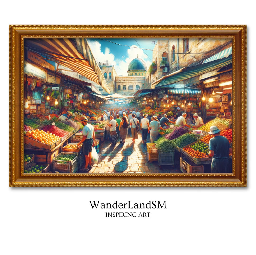 Jerusalem Market Painting Digital Download, Shuk Print Israel Wall Art ...