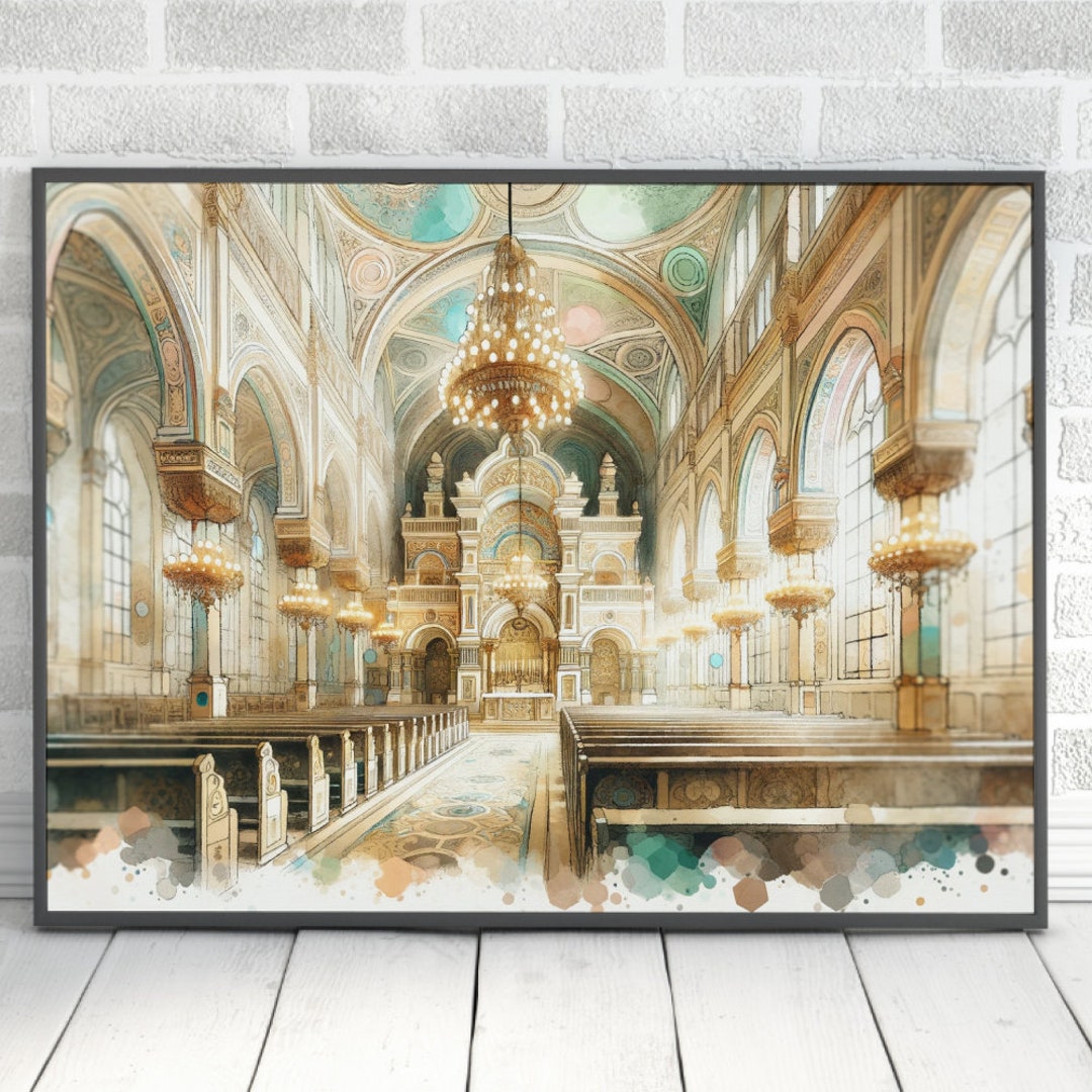 Synagogue Painting Digital Download, House of Prayer Artwork, Jewish ...