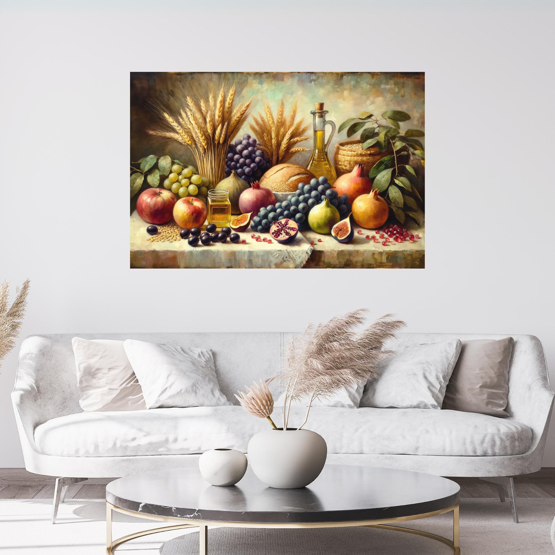 7 Fruits of Israel Painting Canvas, Judaica Wall Art Canvas Print Gift ...