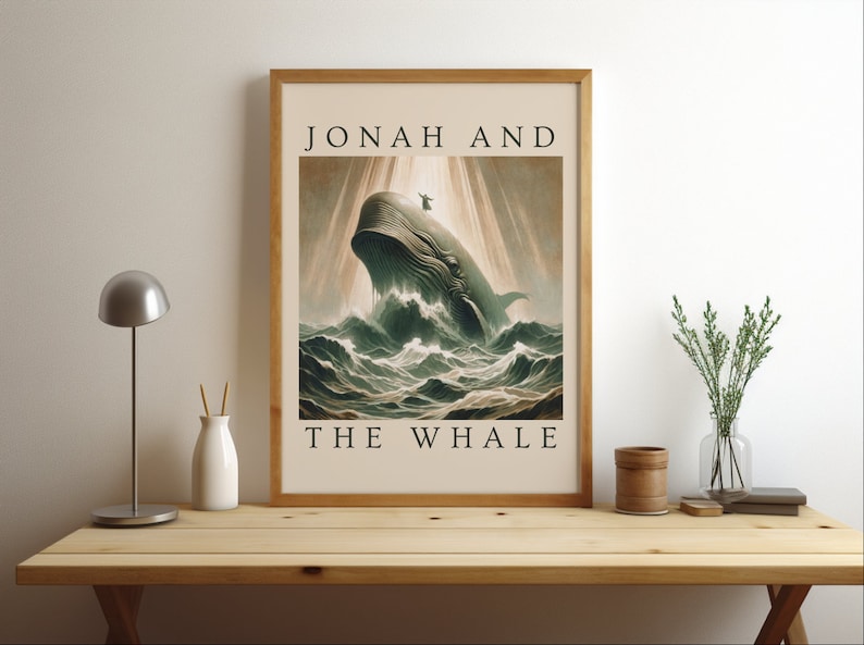 Bible Story Wall Art Digital Print Jonah and the Whale Wall Art ...