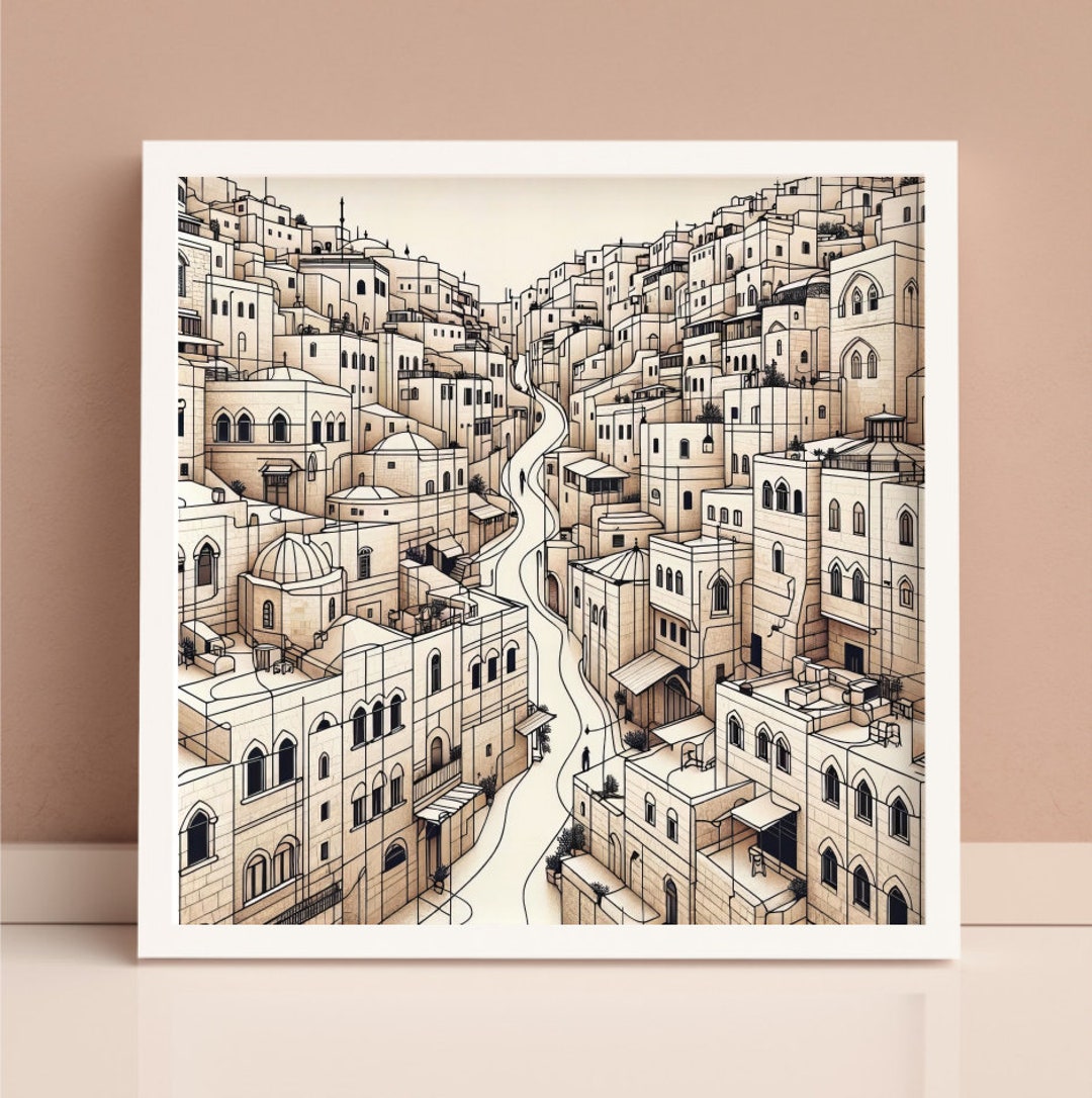 Geometric Jerusalem Line Art Digital Download, Old City Poster ...