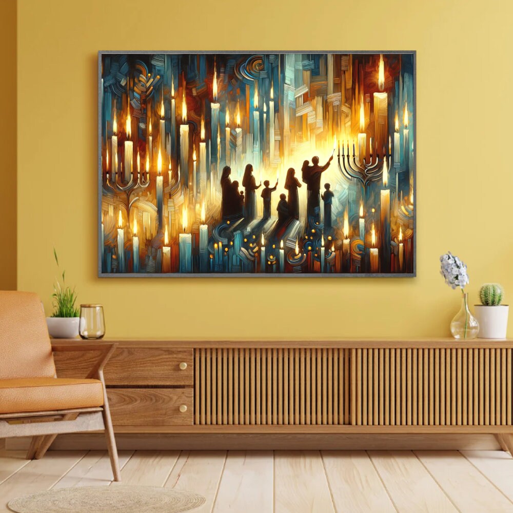 Hanukkah Wall Art Digital Download, Jewish Holiday Painting, Judaica ...