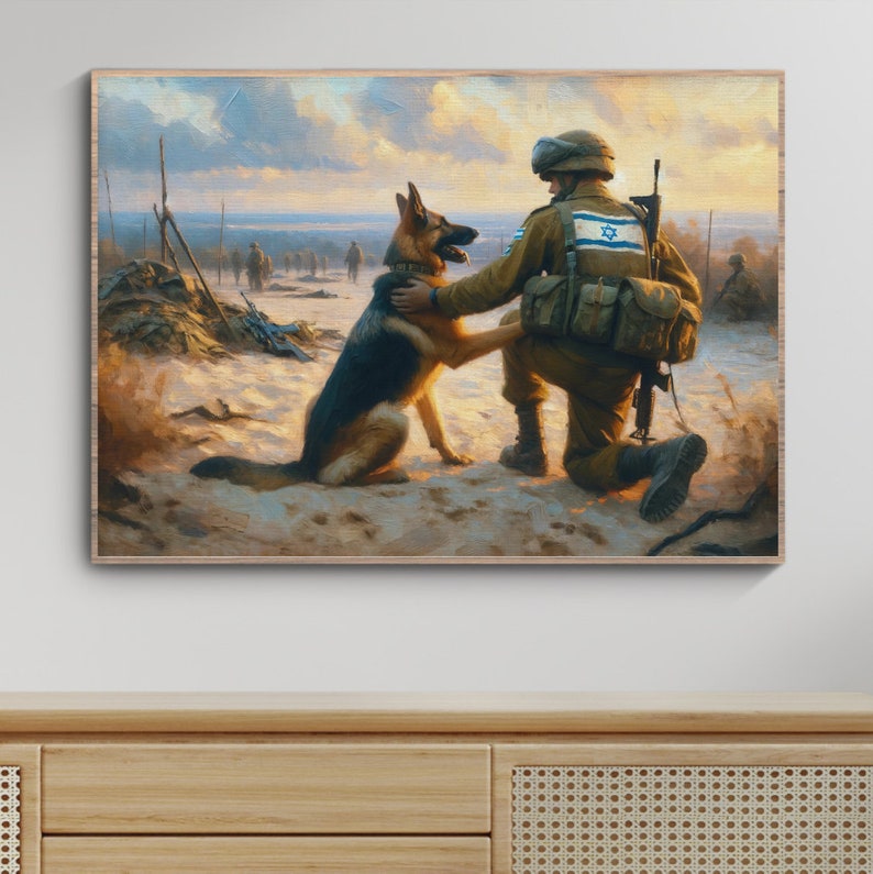 IDF Dog and Soldier Painting Digital Download, Israel Army Dog Print ...