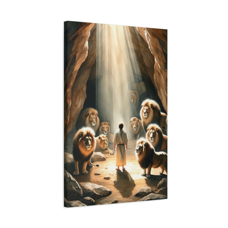 Daniel in the Lions Den Canvas Painting Bible Print Scripture Verse ... Daniel in the Lions Den Canvas Painting Bible Print Scripture Verse ...