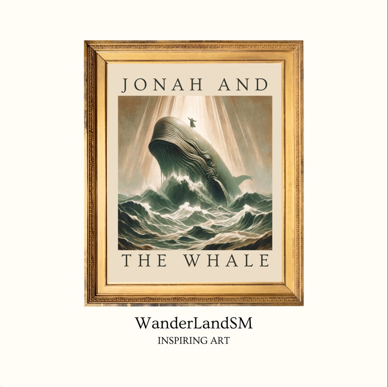 Bible Story Wall Art Digital Print Jonah and the Whale Wall Art ...