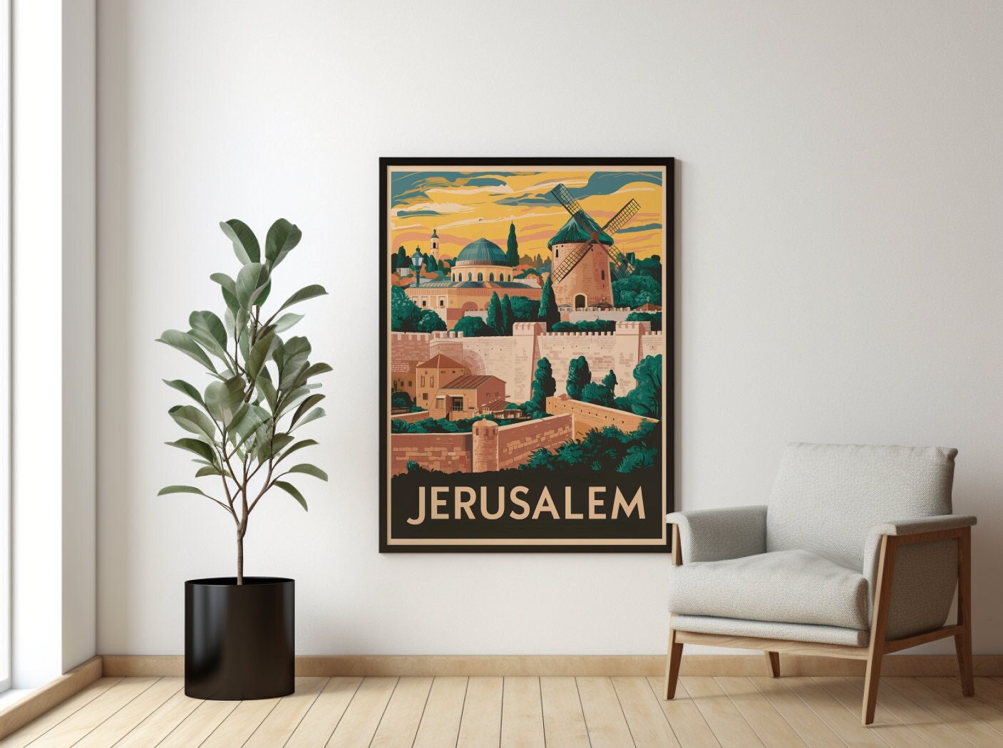 Jerusalem Travel Poster Digital Download, Retro Style Israel Travel ...