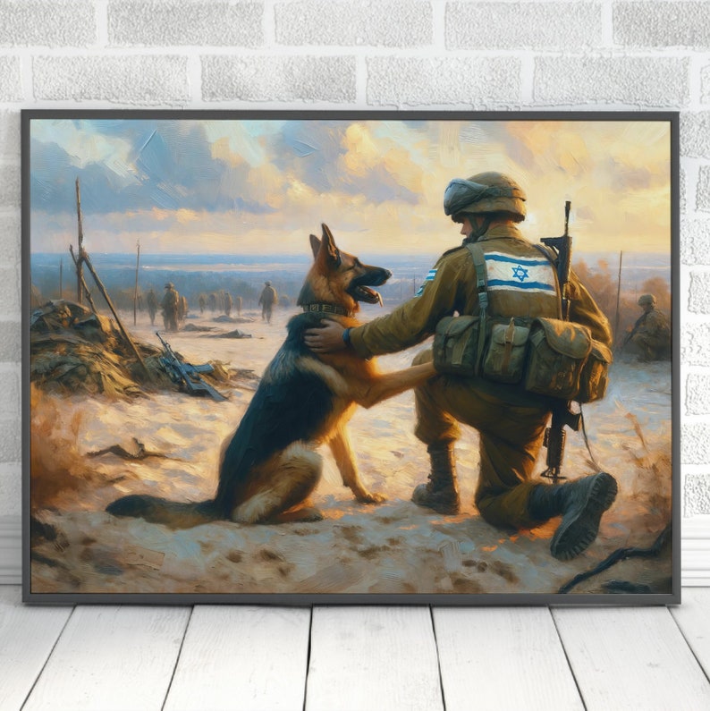 IDF Dog and Soldier Painting Digital Download, Israel Army Dog Print ...