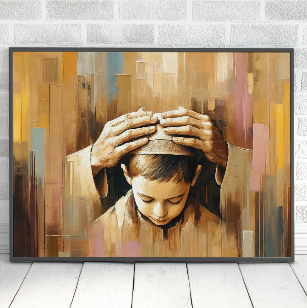 Judaica Child Blessing Painting Digital Download Modern Jewish Wall Art Home Decor Jewish Gift ...