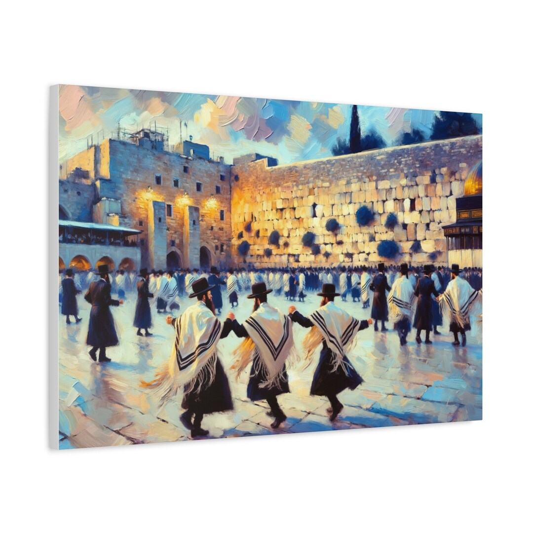 Dancing in the Kotel Painting Canvas, Inspiring Jerusalem Wall Art ...