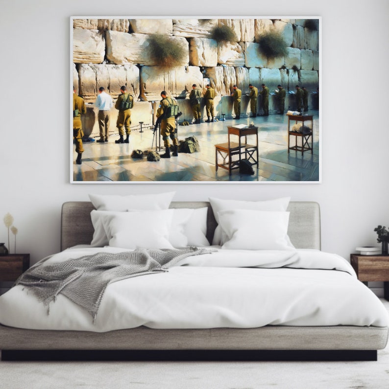 IDF Soldiers Praying at the Kotel Painting Digital Download, Western ...