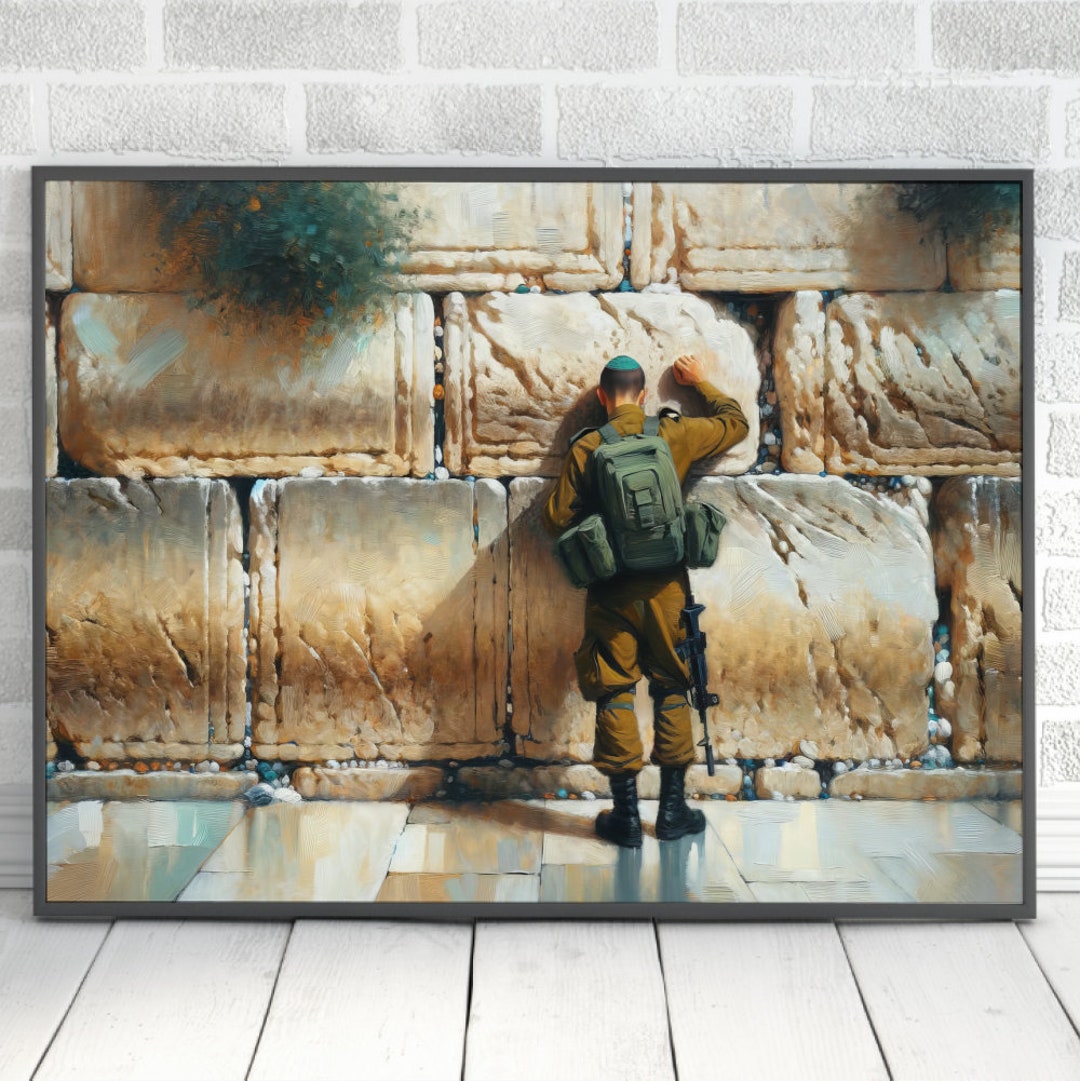 IDF Soldier Praying at the Kotel Painting Digital Download, Western ...