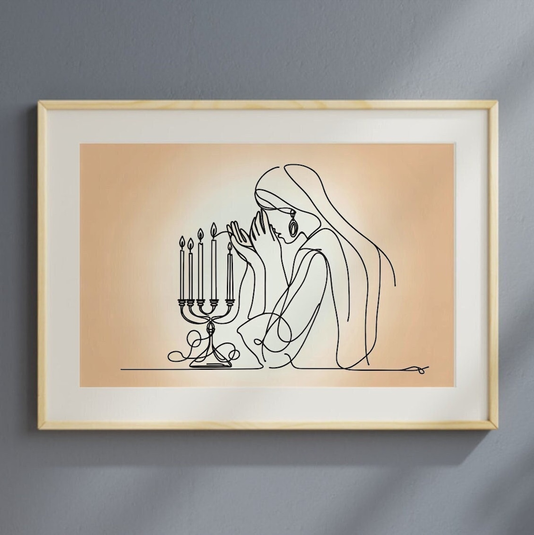 Shabbat Candles Line Art Digital Download, Mother Candlelight ...
