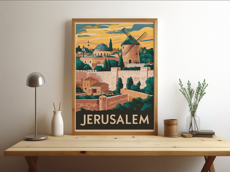 Jerusalem Travel Poster Digital Download, Retro Style Israel Travel ...
