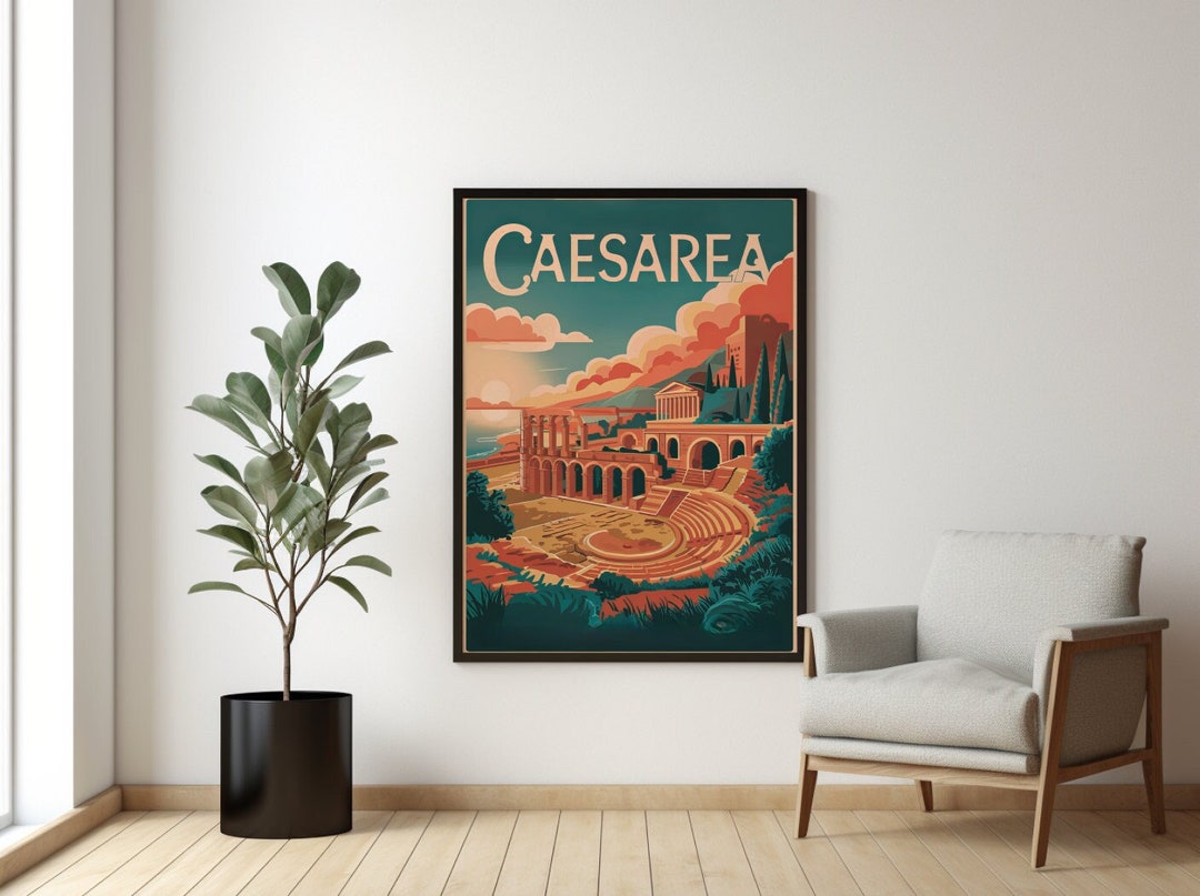 Israel Travel Poster Digital Download, Retro Style Caesarea Travel ...
