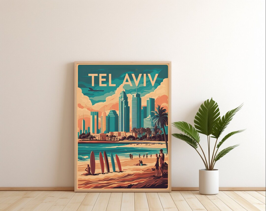 Israel Travel Poster Digital Download, Retro Style Tel Aviv Travel ...