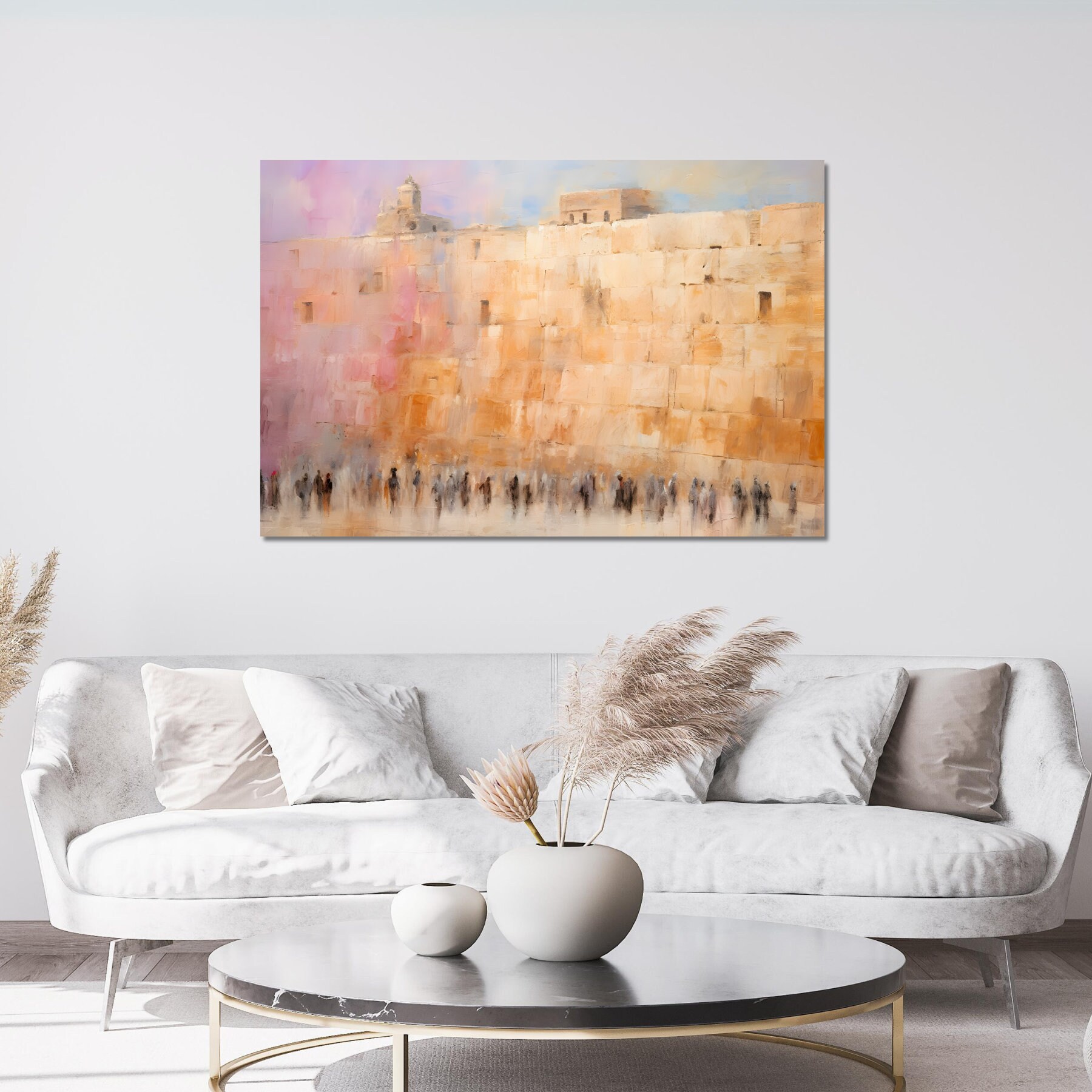 Kotel Wall Art Canvas, Iconic Western Wall Painting, Jerusalem Old City ...