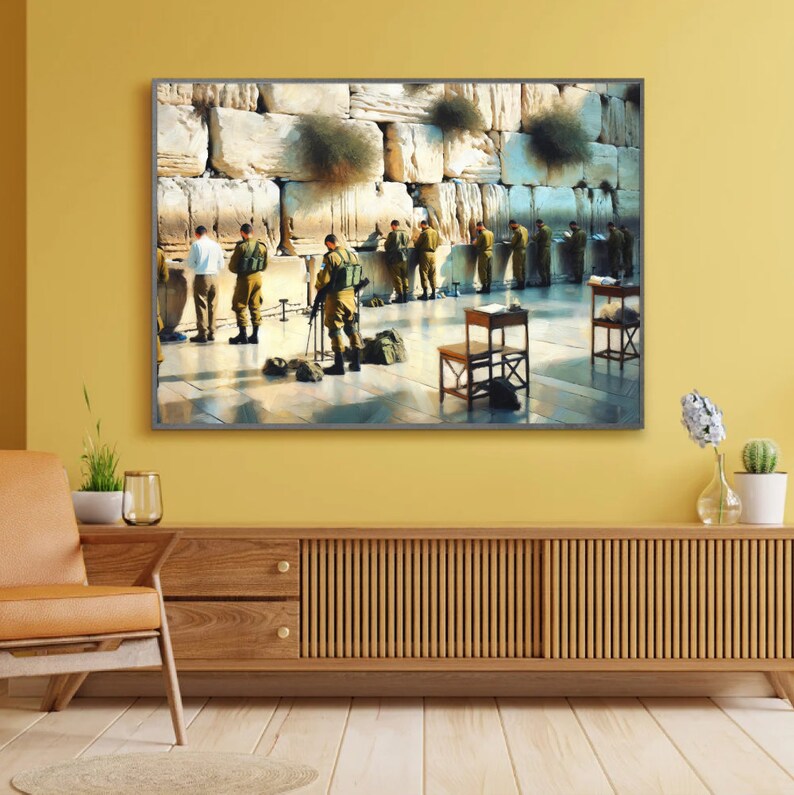 IDF Soldiers Praying at the Kotel Painting Digital Download, Western ...