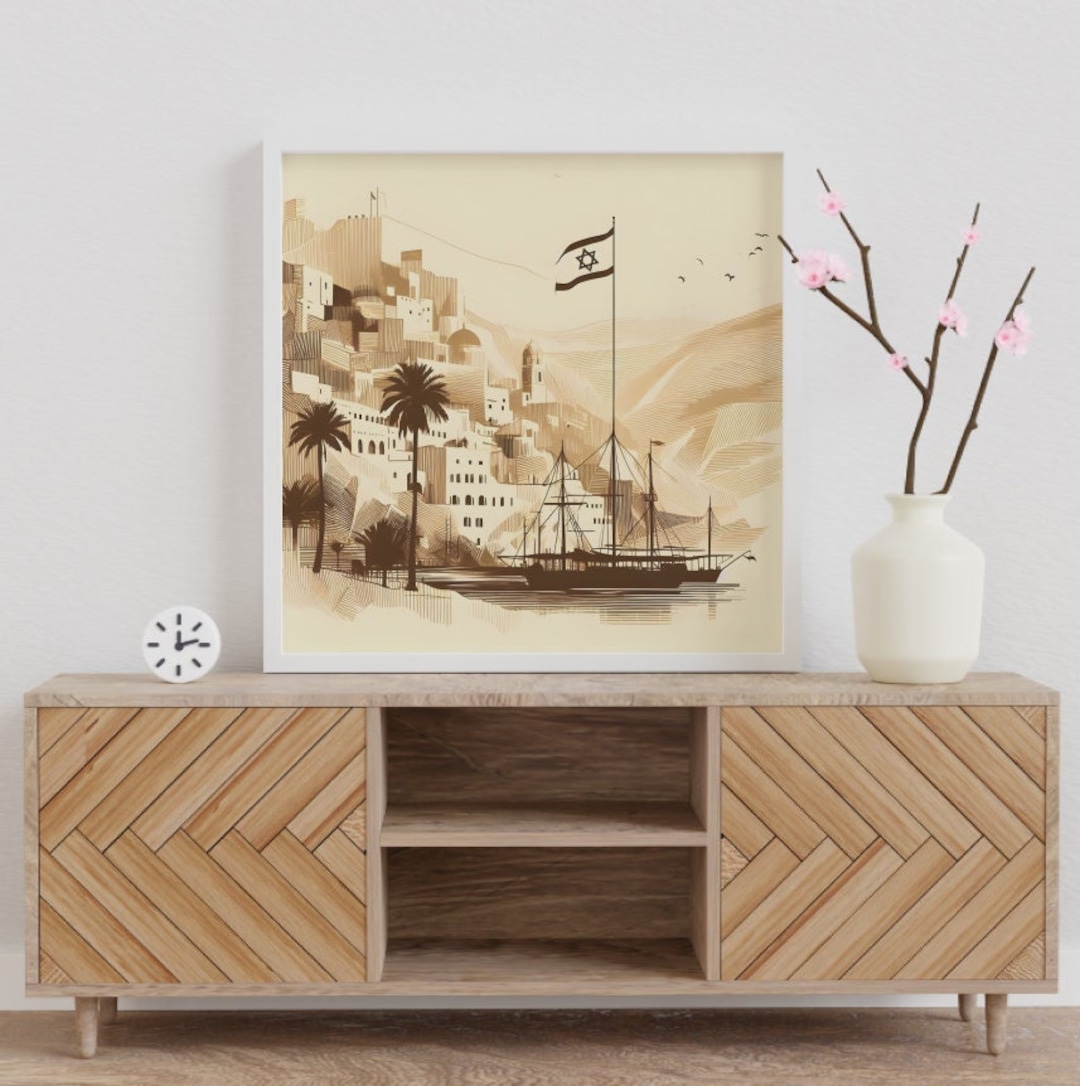 Israel Vintage Art Digital Download, Israeli Coast Poster, Minimalist ...